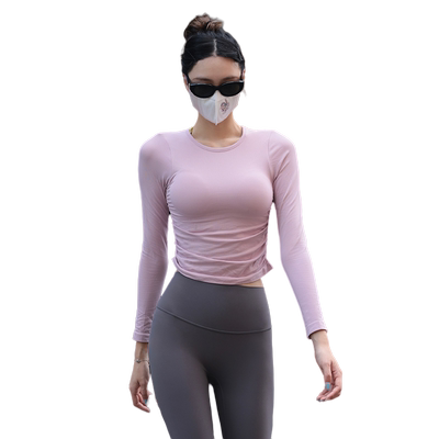 beemen长袖女带胸垫显瘦瑜伽服