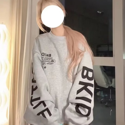 美式印花长袖圆领卫衣女2025新款