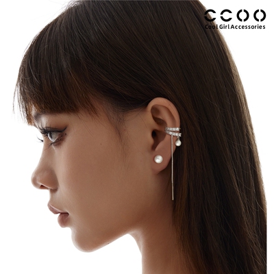 CCOO珍珠流苏耳线轻奢高级小众耳夹无耳洞女新款度假风耳骨夹耳饰