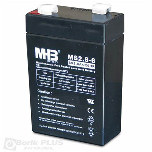 MHB蓄电池MS2.8-6 6V2.8AH/20HR免维护可充电铅酸电池