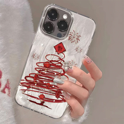 新款烟花发财树适用苹果15pro手机壳17华为mate60pro创意opporeno12防摔vivox100羽纱壳16荣耀90小米14保护套