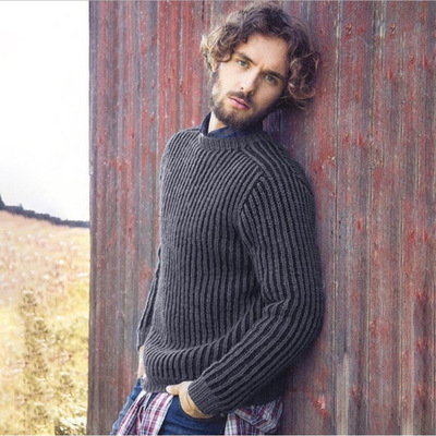 winter men's sweaters knitted wear solid color tops pullover