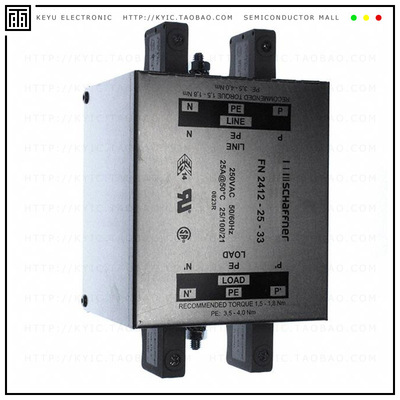FN2412-25-33【LINE FILTER 250VAC 25A DIN RAIL】