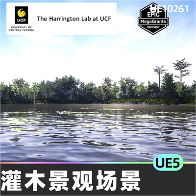 Subtropical Waterbody Habitat Brush灌木河流场景5.3虚幻UE5