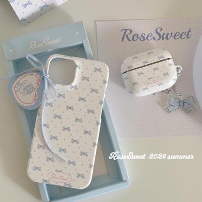 RoseSweet｜蝴蝶结的心事 设计韩国菲林苹果手机壳蓝色波点16