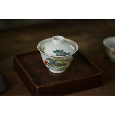 纯手绘景德镇功夫茶具110ml盖碗