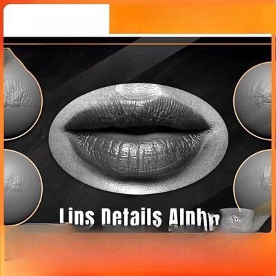 9个ZBrush嘴唇嘴巴细节褶皱Alpha笔刷zb嘴唇雕刻zb皮肤笔刷sp嘴唇