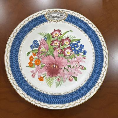 Spode 斯波德 1985年英国切尔西花展限量收藏盘 生日礼品赏盘摆件