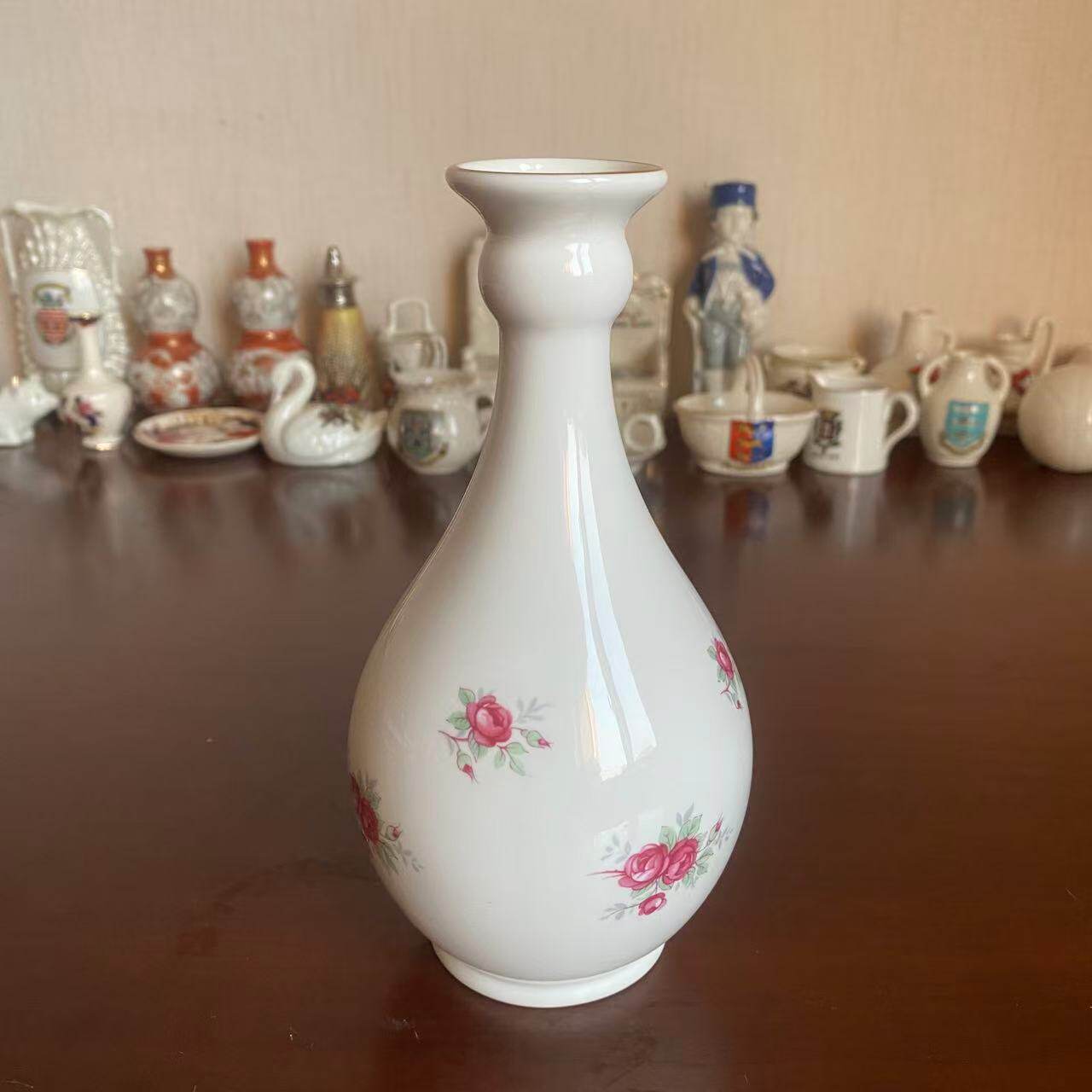Coalport 科尔伯特英国骨瓷花卉描金花瓶摆件 中古收藏玄关瓷水瓶