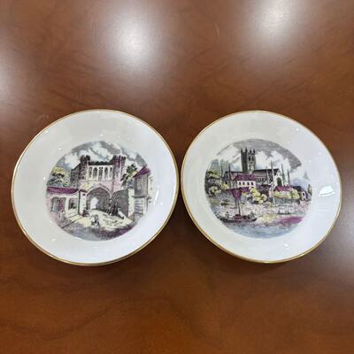 Royal Worcester 皇家伍斯特 英国风景装饰小盘 中古收藏摆件瓷碟