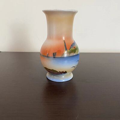 则武 Noritake 日本百年古董瓷器收藏 手绘风景花瓶 客厅摆件瓷瓶