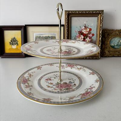 Royal Doulton 皇家道尔顿 1977年绝版描金双层蛋糕碟 下午茶盘