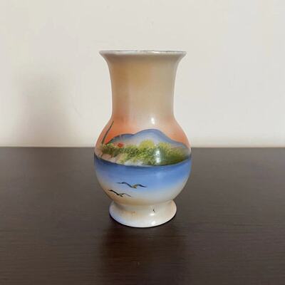 则武 Noritake 日本百年古董瓷器收藏 手绘风景花瓶 客厅摆件瓷瓶
