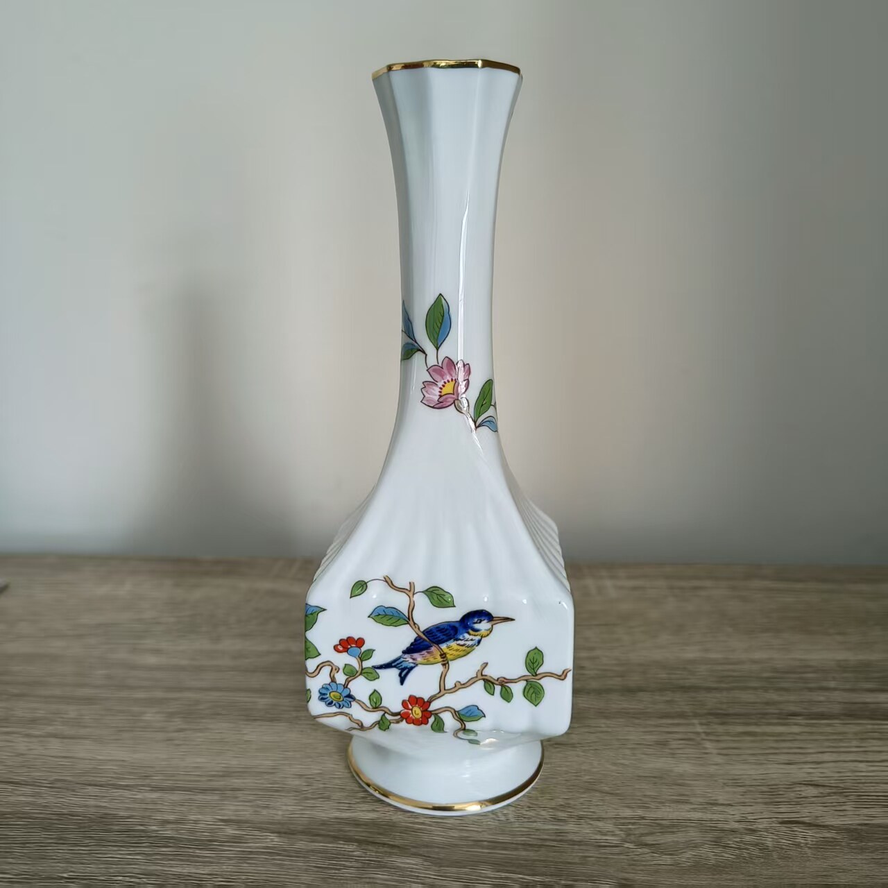 Aynsley 英国安兹丽 pembroke 花鸟系列描金瓷花瓶 摆件花器收藏