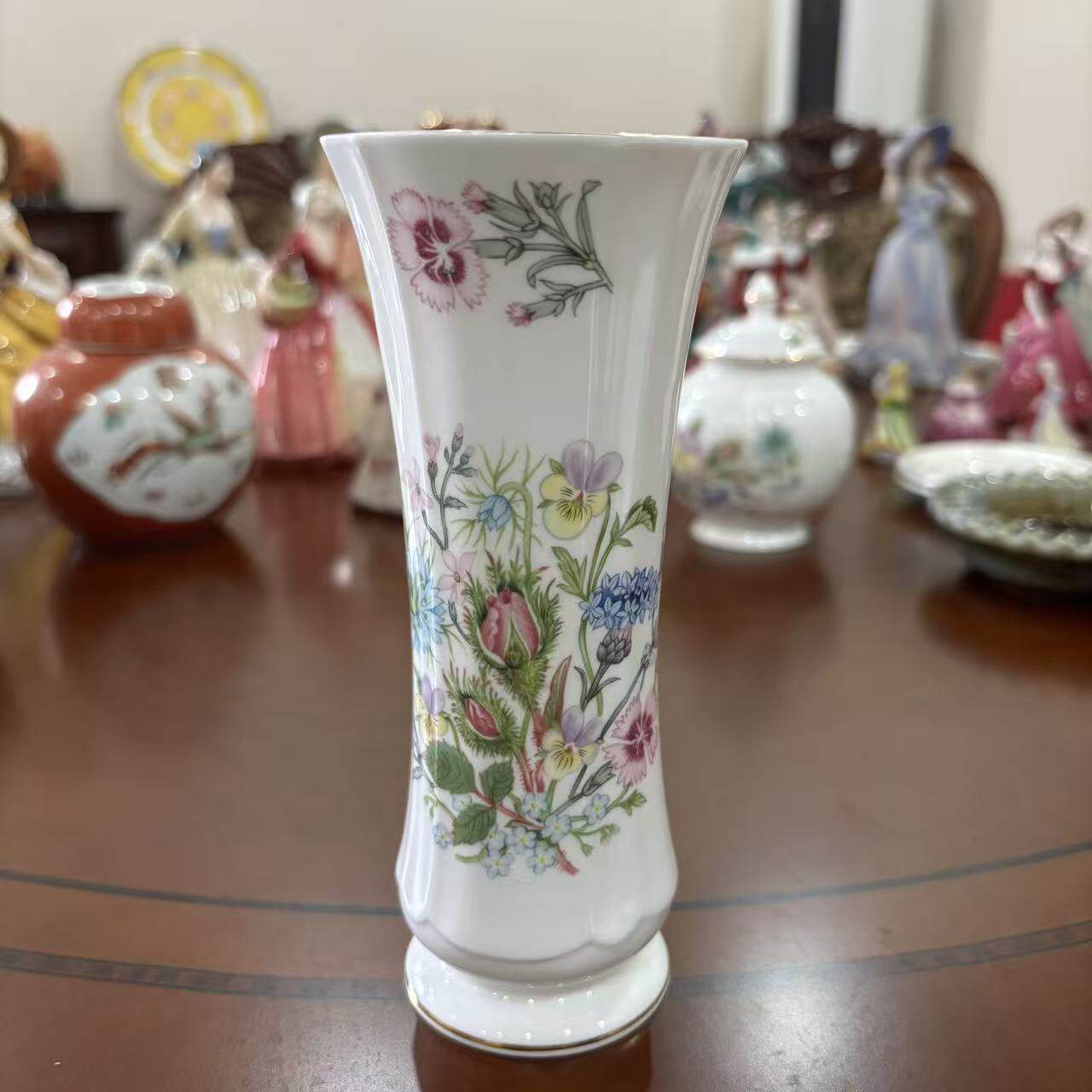 AYNSLEY 安兹丽 Wild Tudo 都铎野花 英国中古金边纹饰骨瓷花瓶