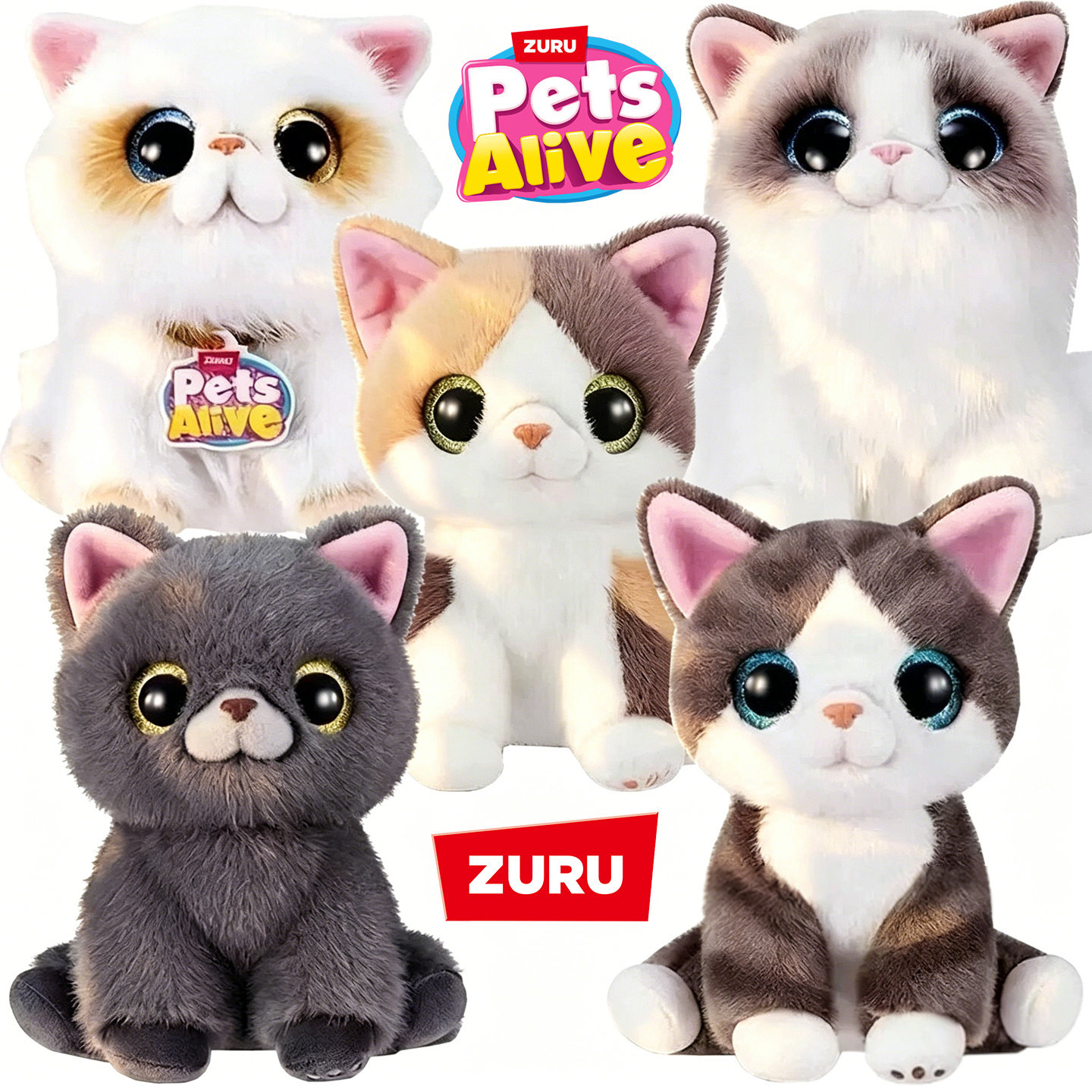 ZURU佩特宠物毛线猫咪第二代盲盒小三花小狸花猫咪公仔女孩儿玩具
