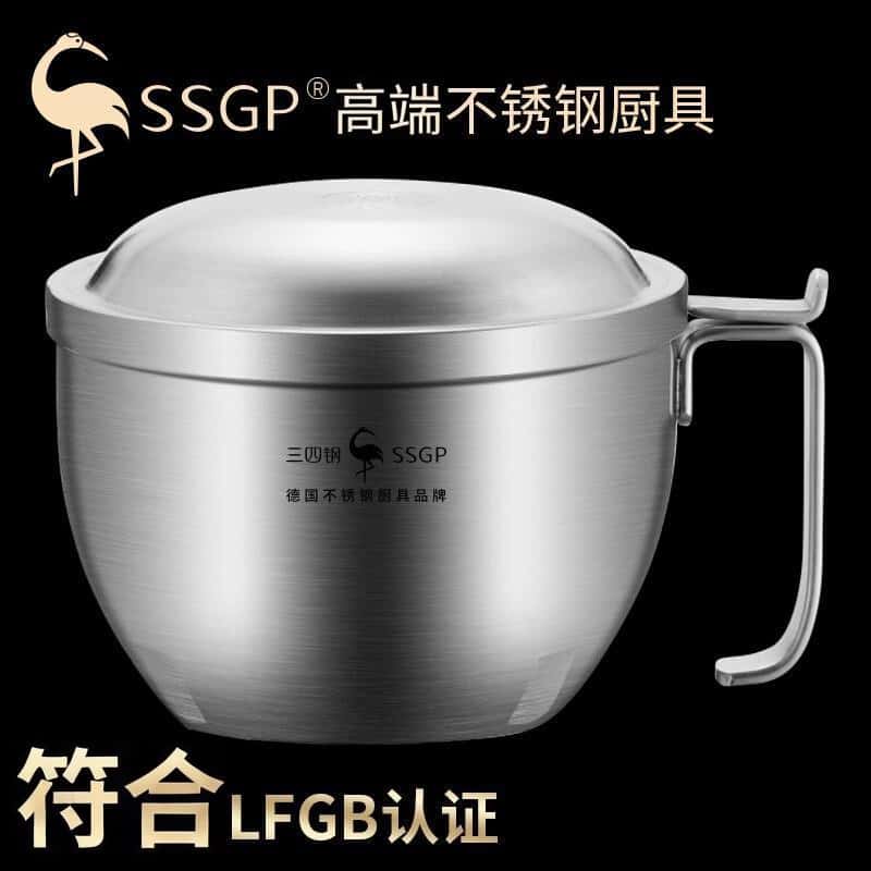 SSGP叁肆钢 泡面碗带盖餐盒大号饭盒单个学生宿舍吃面食堂快