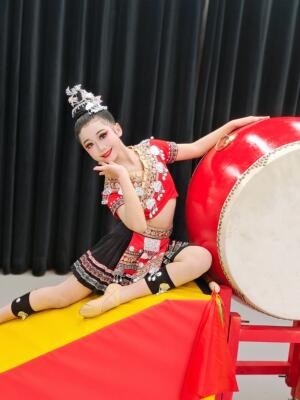 少数民族苗族壮族瑶族儿童演出服服装表演女童彝族舞蹈侗族艺考