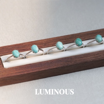 天然原矿绿松石戒指925纯银开口可调节简约时尚气质复古百搭女款