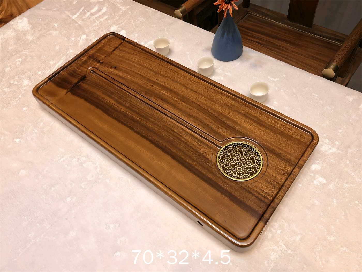 胡桃木实木茶盘整块原木功夫茶具托盘储排水茶海花梨红木干泡茶台