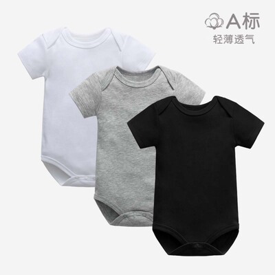 跨境卡特婴儿三角哈衣纯棉包屁衣爬服新生宝宝短袖连体衣夏款童装