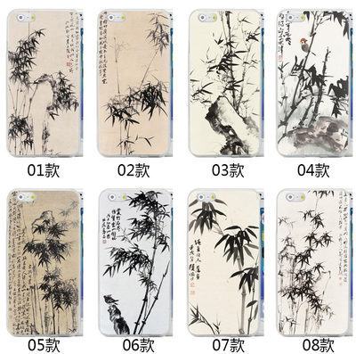 适用于华为iphone8壳手机8p7//12防摔plus硅胶iphoneX潮国画竹子mi