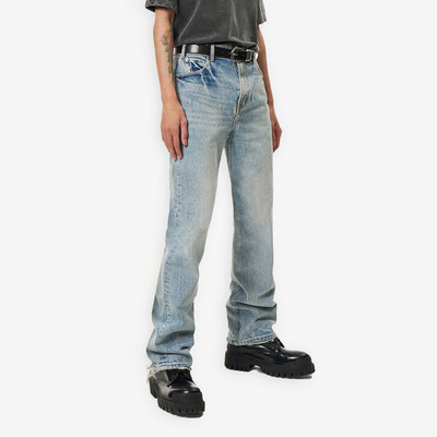 拉链石磨水洗做旧四季雪花牛仔裤