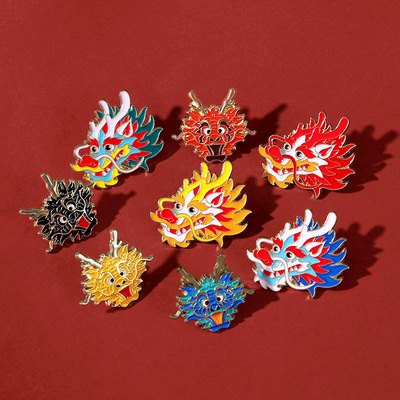 2024龙年生肖国潮个性胸针中国风龙图腾别针徽章配饰背包装饰礼品