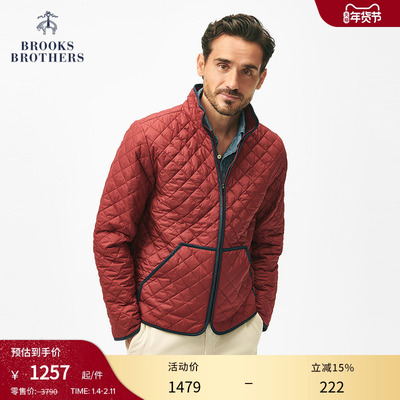 布克兄弟24男士钻石格菱绗缝棉服