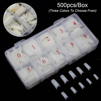 500pcs/Box Artificial Nail Tips Full Cover Nails Colored Nai