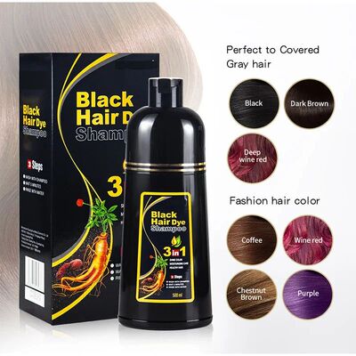 30ml/500ml 3-in-1 Quick Hair Dye Shampoo Natural Black Herba