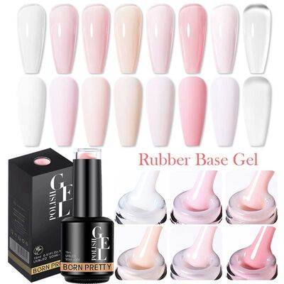 Milky Pink Rubber Base Gel Nail Polish Glitter 15ml Semi-Per