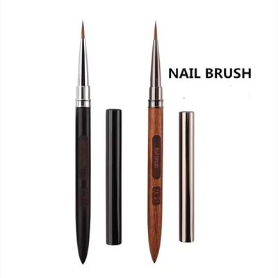 1Pc Sandalwood Handle Nail Liner Brush Nail Painting Pen Acr