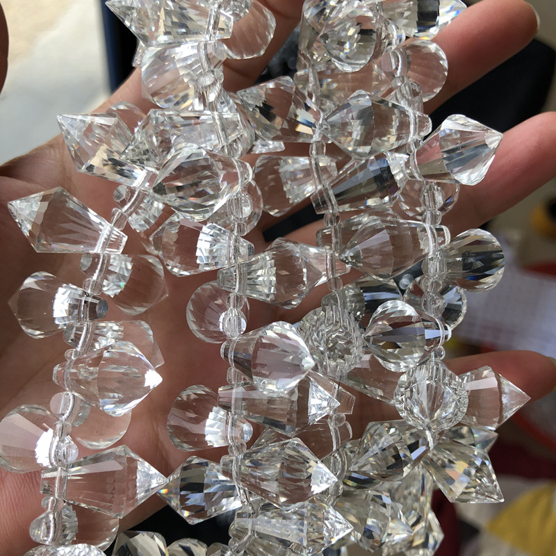 5*11mm玻璃水晶多切面横孔水滴珠子发饰服饰发簪手工串珠中南柱