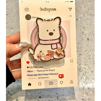 粉围巾西高地狗摇摇乐磁吸支架适用MagSafe手机强力吸附桌面懒人