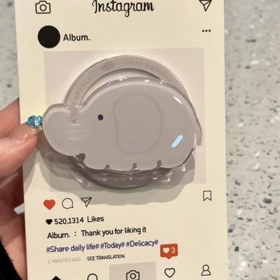 韩风i可爱灰紫小象磁吸支架适用MagSafe手机强力吸附桌面懒人支架