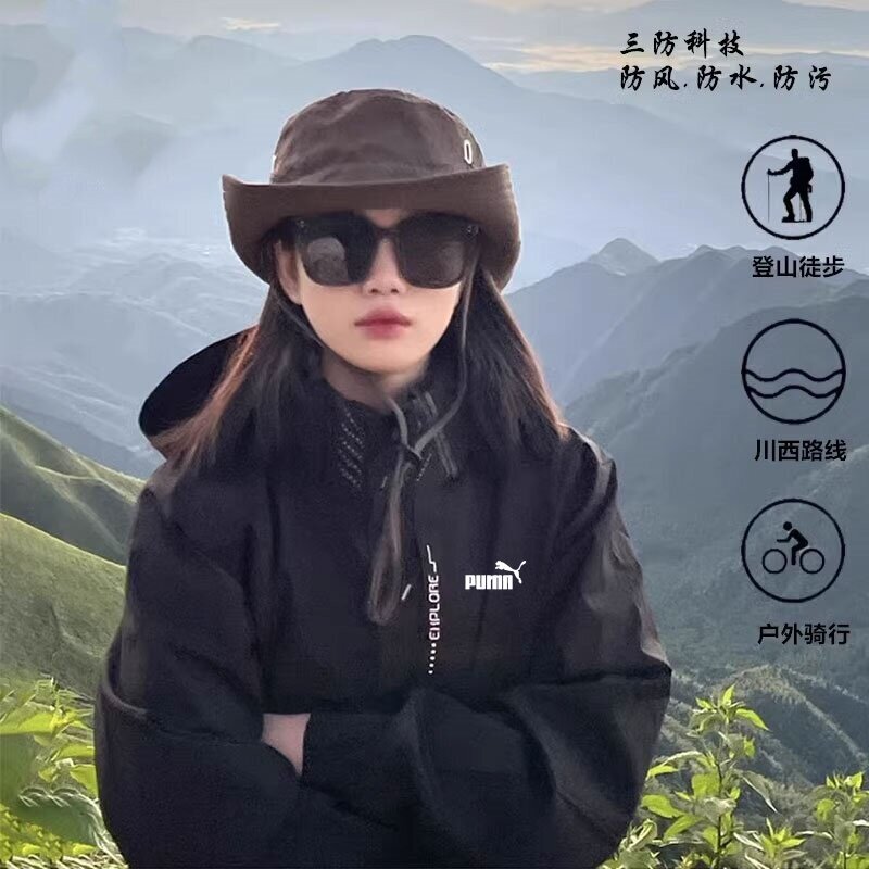 奥莱专柜冲锋衣外套男女春秋薄款宽松透气速干夹克休闲大码登山服