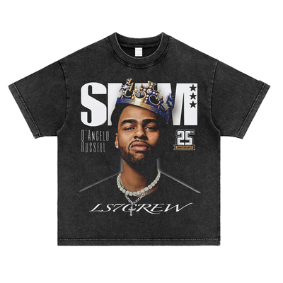 德安吉洛·拉塞尔Russell印花短袖t恤复古美式小领口纯棉数码直喷