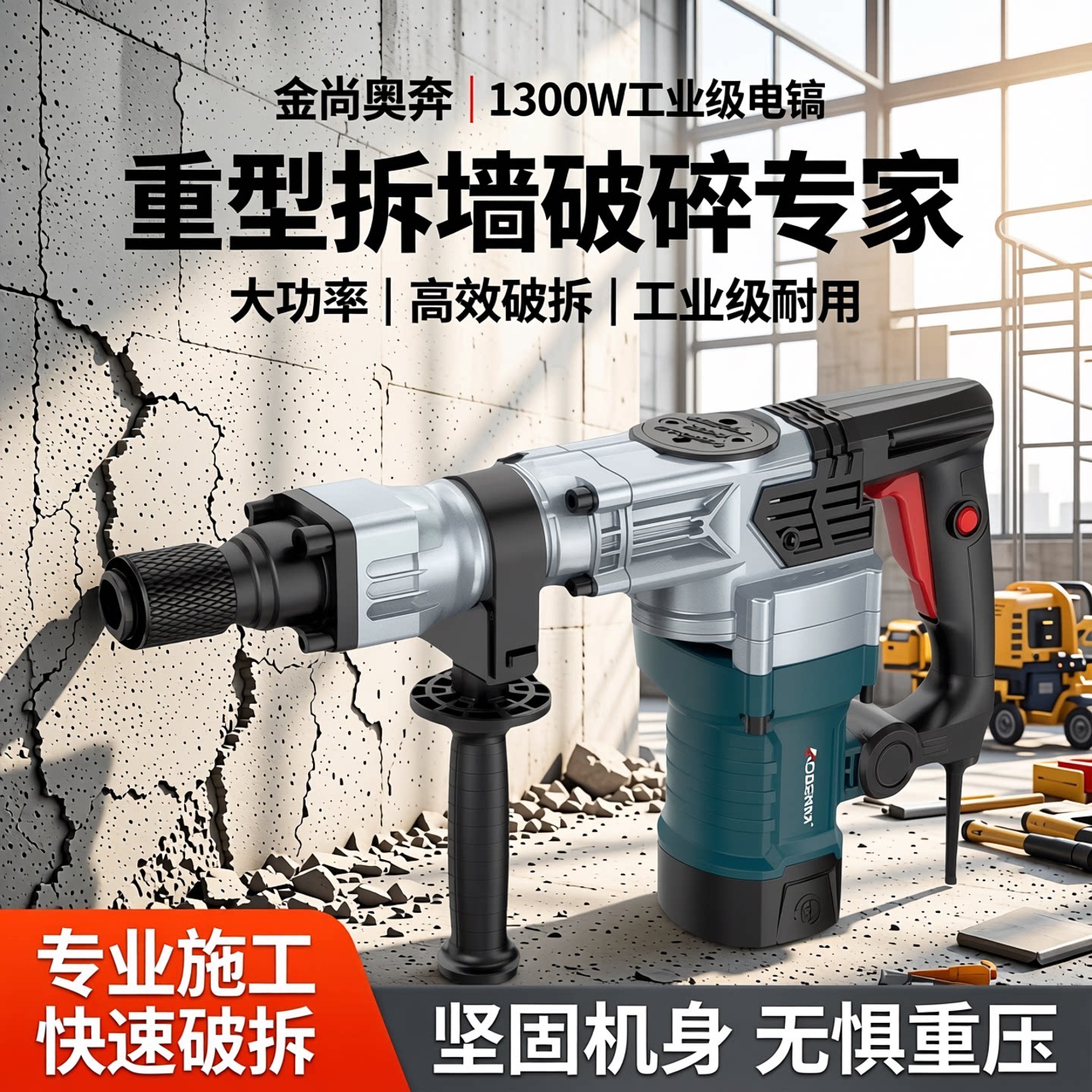 金尚奥奔电镐1300W大功率重型拆墙破碎拆混凝土专业开槽工业级
