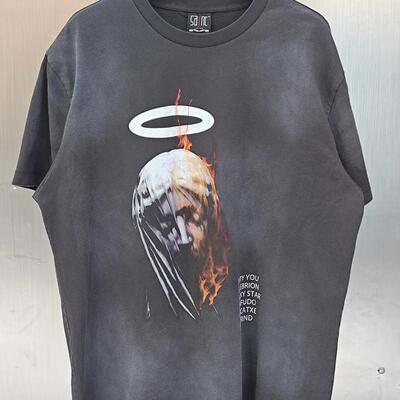 Saint Michael天使恶魔水洗复古做旧宽松VTG短袖T恤男女潮vintage