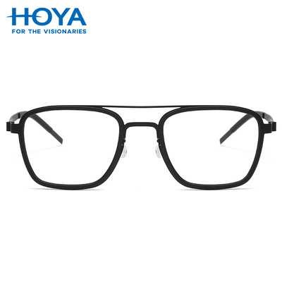 HOYA豪雅镜片时尚双梁近视时尚男女方框钛架眼镜可配度数镜片9708