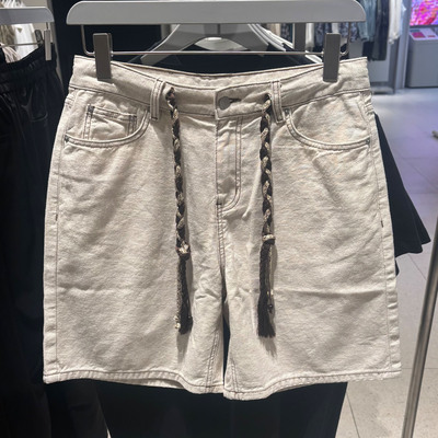 2026夏高街撞色系带牛仔短裤男