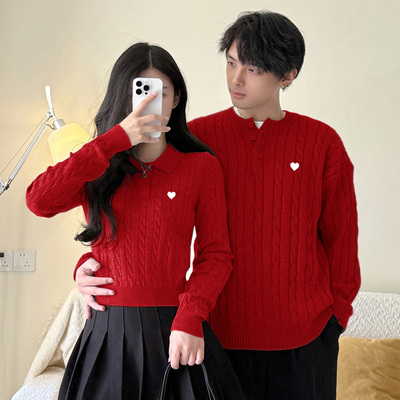 2026新款秋冬季毛衣套装裙红色