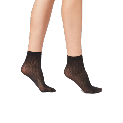 春季女士条纹提花透肤短袜DCZ017