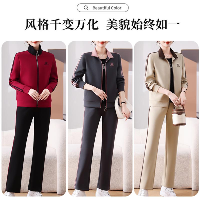 多春岁妈时春装新款尚运动套装中老年女秋外套洋气8757200休妈闲