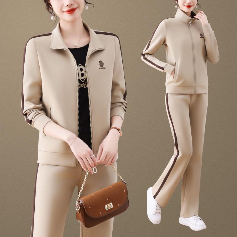 运动套装女1069767春秋季新时尚闲洋气立领开衫外套休款件跑步服