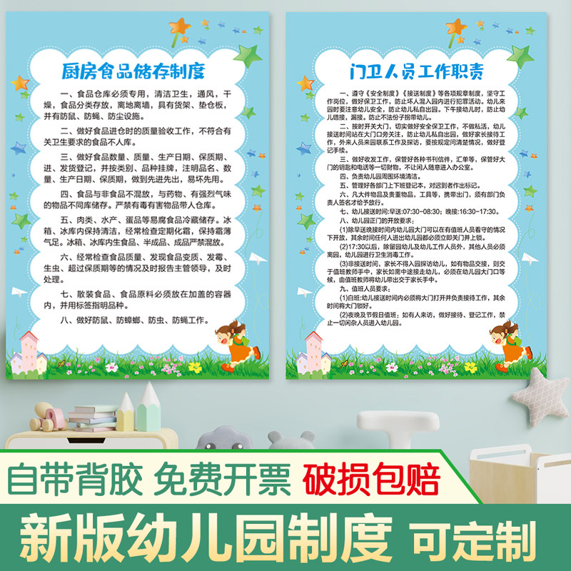 幼儿园各项规章制度牌上墙厨房食堂保健室安全管理墙贴纸海报挂画