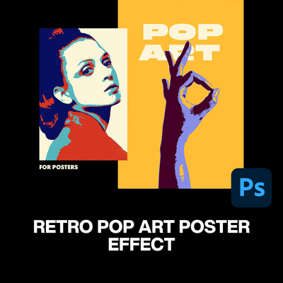 潮流复古时尚POP波普艺术怀旧撞色艺术人像照片ps特效样机模板