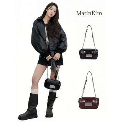 韩国Matin kim宁艺卓同款链条包通勤百搭小方包油蜡皮单肩斜挎包