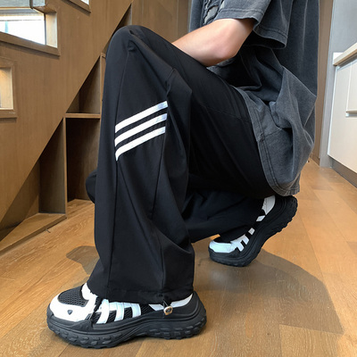 BDLS工作室文艺男女店港风情侣款巴黎神裤速干冰丝长裤男女情侣款